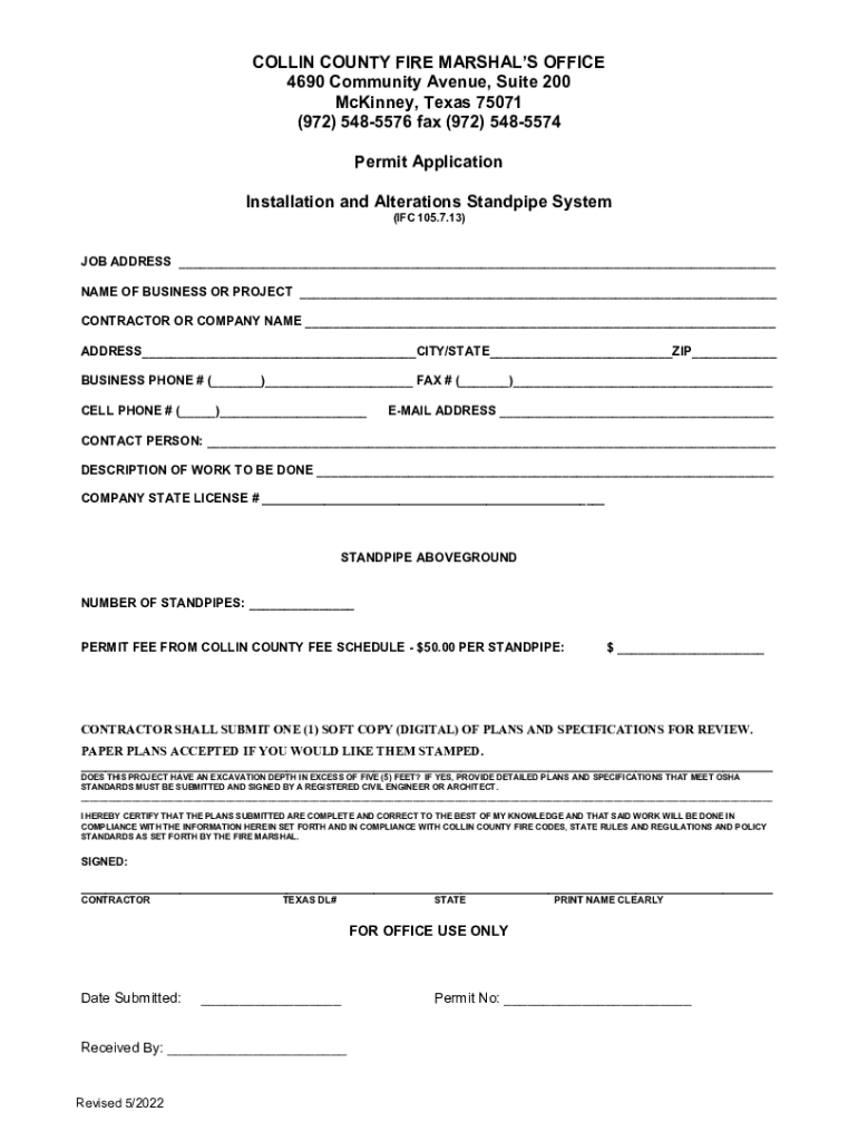 Fillable Online Fire Marshal - collincountytx.gov Fax Email Print ...