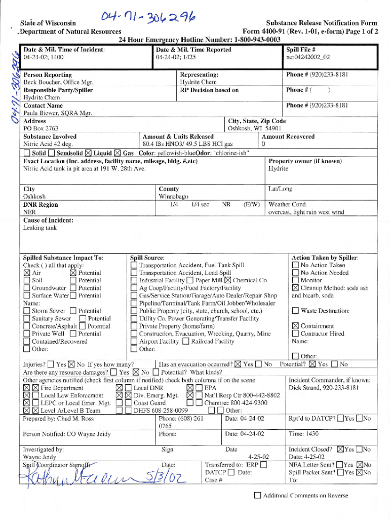 Fillable Online dnr wi :":; sy;;; j Date: Fax Email Print - pdfFiller