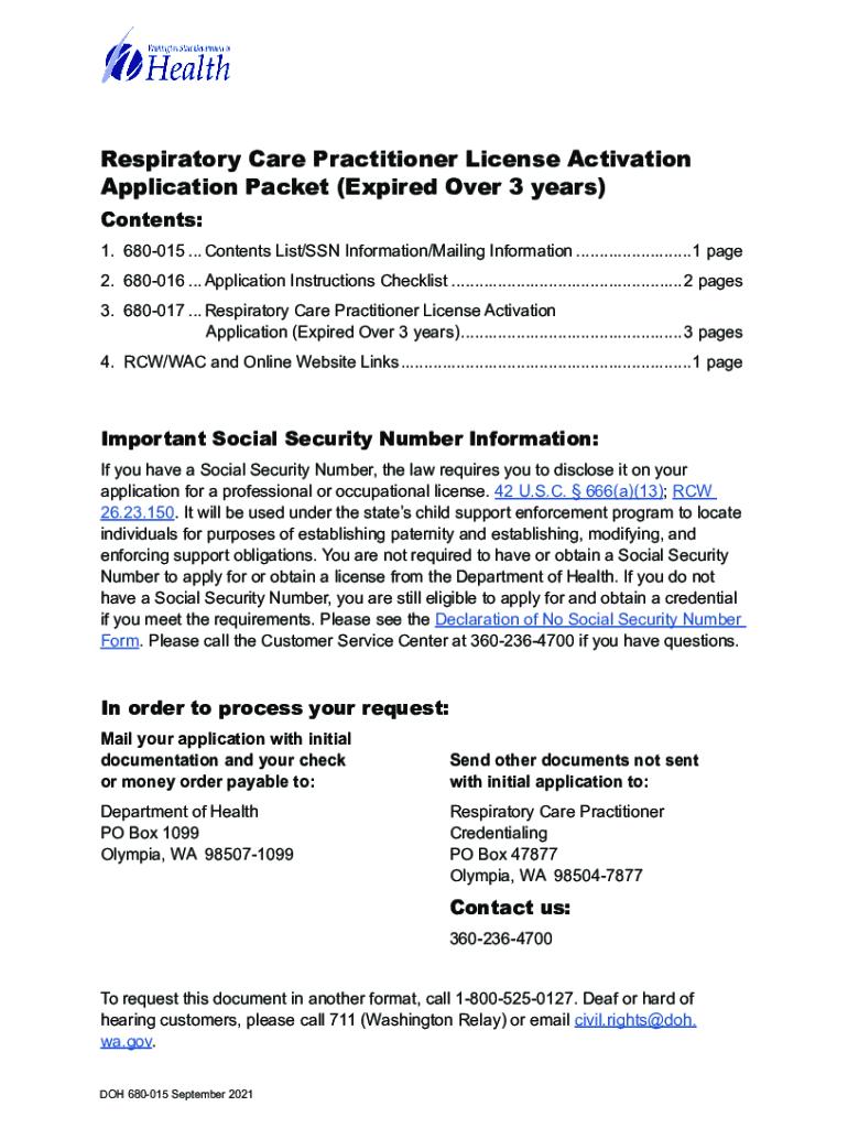 Fillable Online doh wa Respiratory Care Practitioner Credential ...