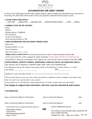 Fillable Online Free Direct Deposit Authorization Form ...