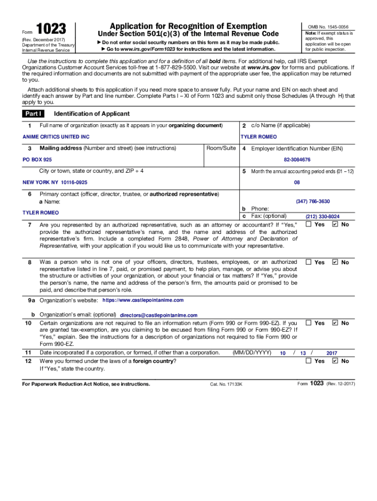 Fillable Online IRS revises Form 1023 for applying for tax-exempt ...