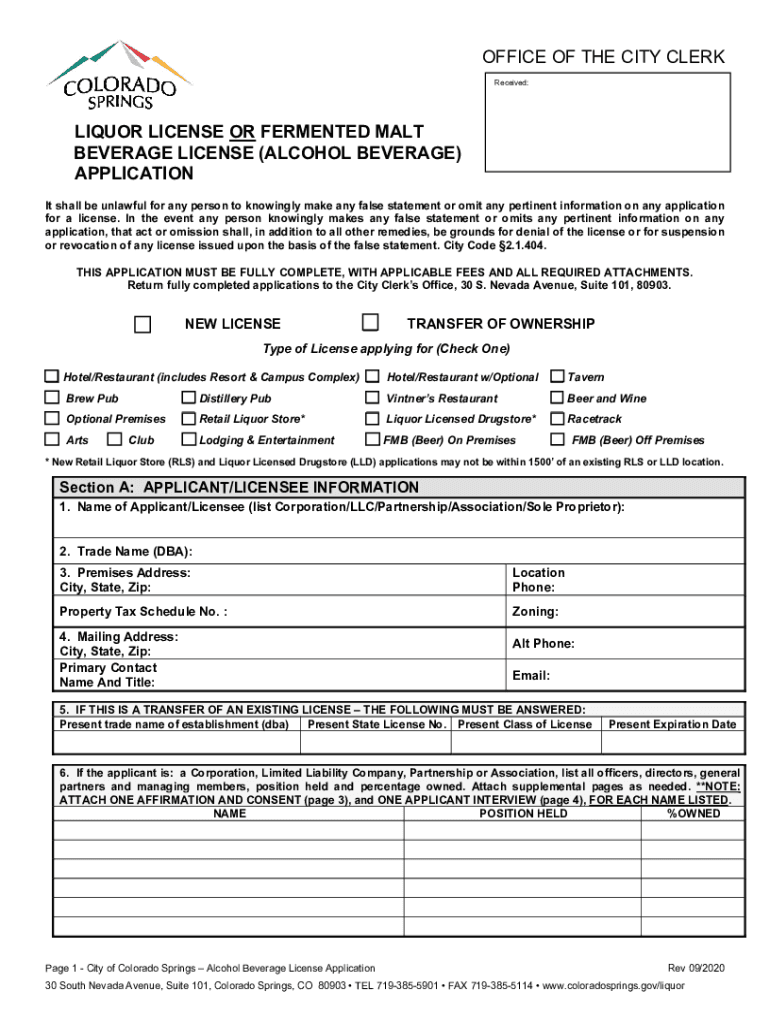 Fillable Online www.businesslicenses.comLicensesCOWatkins, CO Fermented Malt Beverage Beer ...