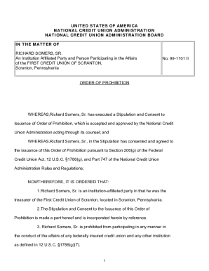 Fillable Online Prohibition order for Richard Somers, Sr. - 99-1101-II ...