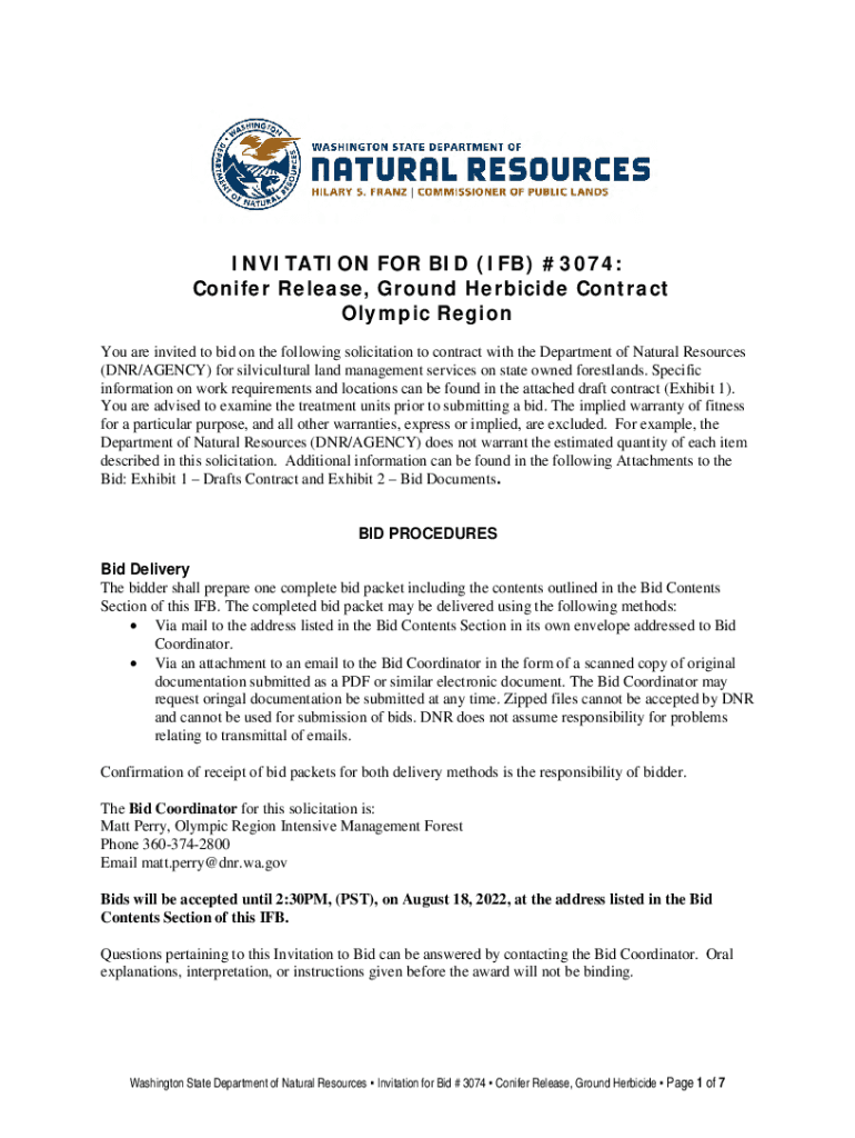 Fillable Online INVITATION FOR BID (IFB) #3074: Conifer Release, Ground ...