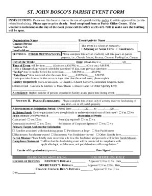 Parish Social/Event Request Doc Template | pdfFiller