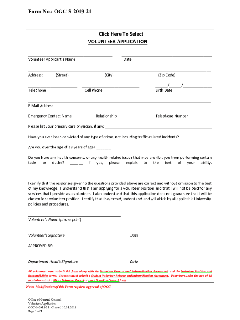 Fillable Online www.coursehero.comfile110960253Volunteer Application Form.docx - Volunteer ...