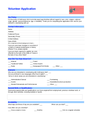 Fillable Online Volunteer application.docx Fax Email Print - pdfFiller
