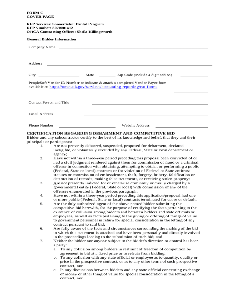 CERTIFICATION REGARDING DEBARMENT AND COMPETITIVE BID Doc Template ...