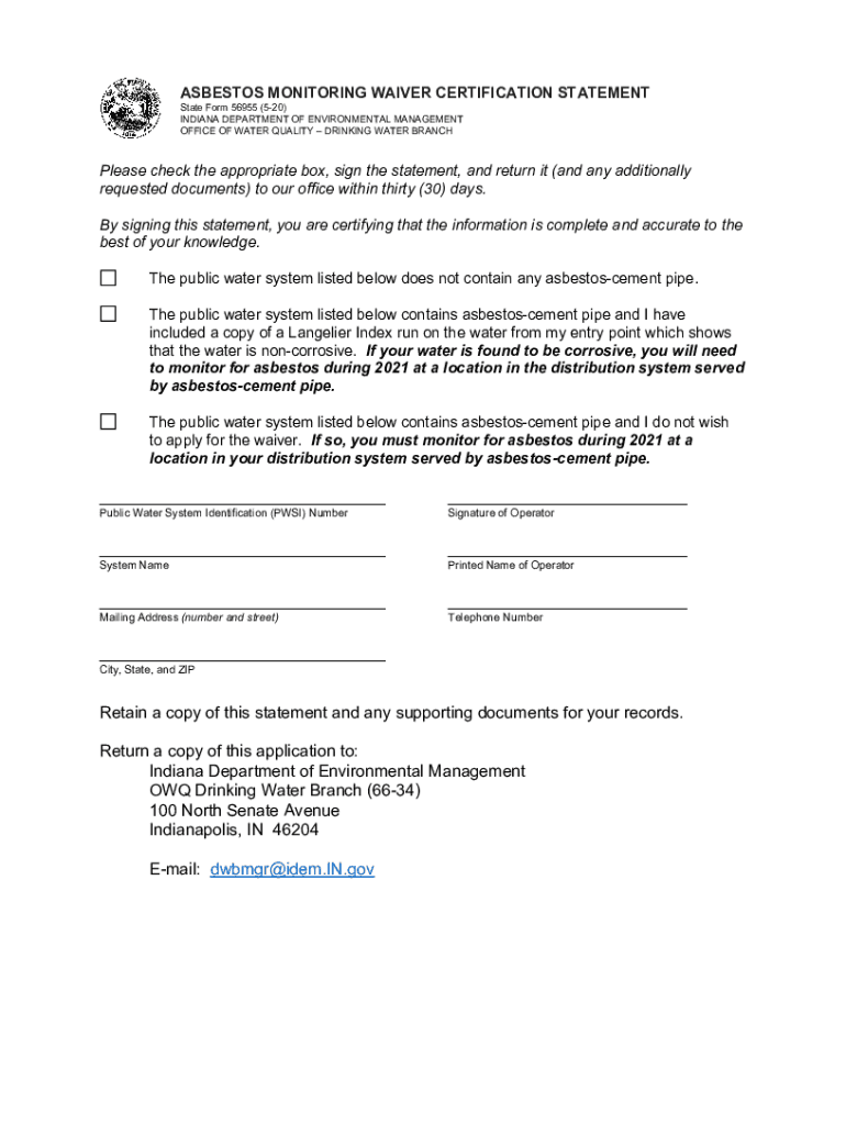 Fillable Online forms in ASBESTOS MONITORING WAIVER CERTIFICATION ...