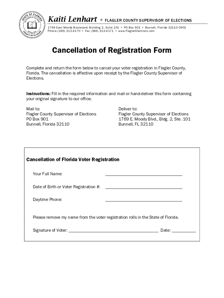 Fillable Online Cancellation of Registration Form Fax Email Print ...