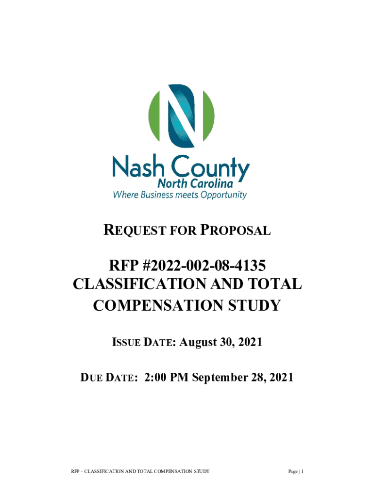 Fillable Online request for proposal rfp #2022-002-08-4135 classification and total ... Fax ...
