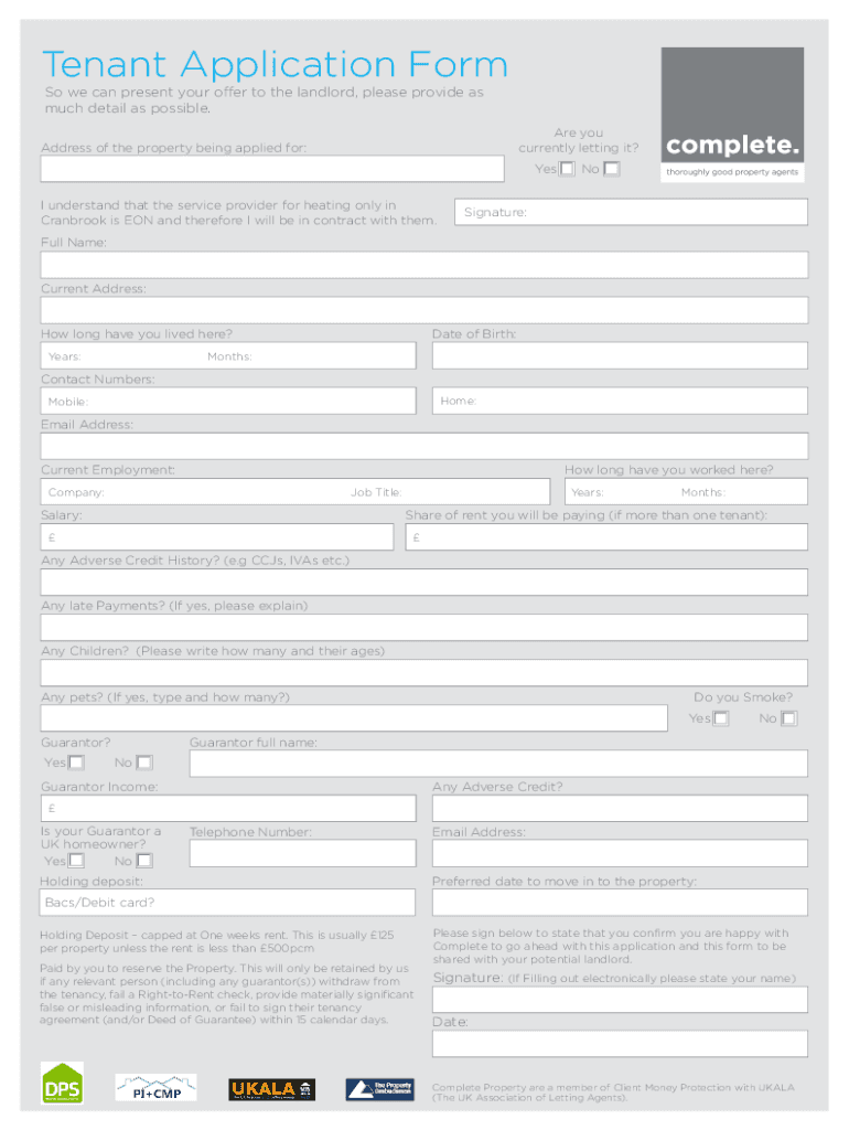 Fillable Online FREE 9+ Sample Tenant Application Forms in PDFMS WordFree Rental Application ...