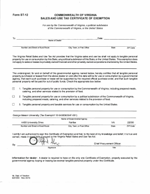 Fillable Online fiscal gmu Form ST-12 Commonwealth of Virginia Sales ...