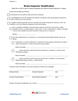 Fillable Online 49 CFR396.25 - Qualifications of brake inspectors.CFRUS ...