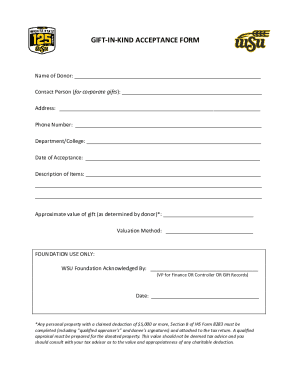 Fillable Online foundation wichita Gift-In-Kind Acceptance Form Fax ...