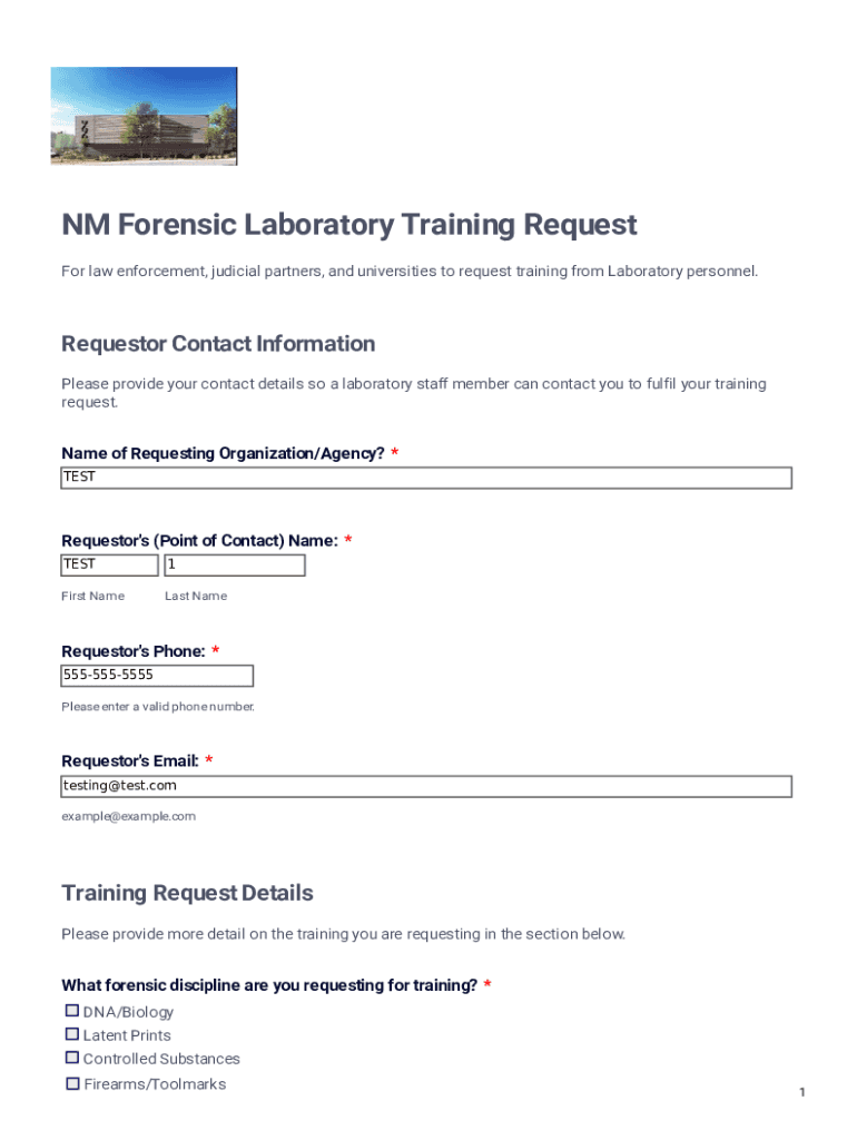 Fillable Online NM Forensic Laboratory Training Request Fax Email Print ...