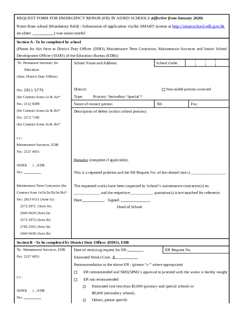 REQUEST FOR EMERGENCY REPAIR (ER) IN NON-ESTATE AIDED ... Doc Template ...