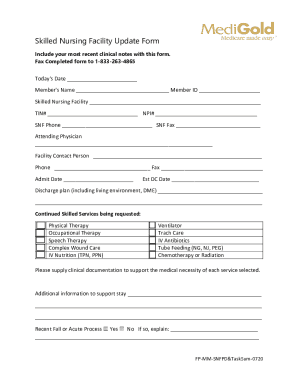 Fillable Online SNF Update Form Fax Email Print - pdfFiller