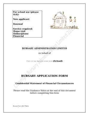 BURSARY APPLICATION Doc Template | pdfFiller