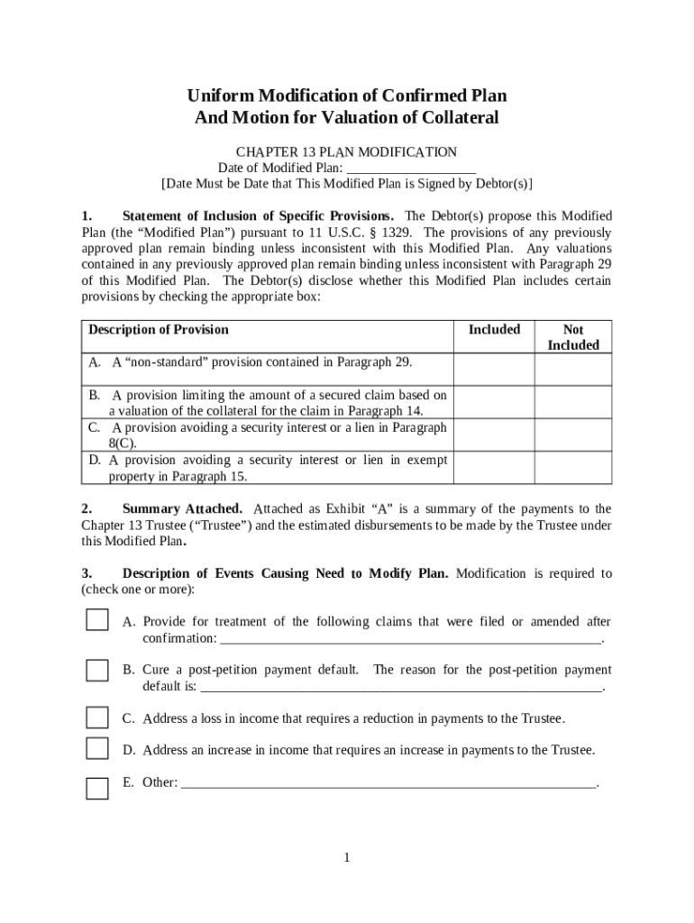 s.justia.comtexasfederalJustia :: Uni Modification Of Confirmed Plan And Motion ... Doc Template ...