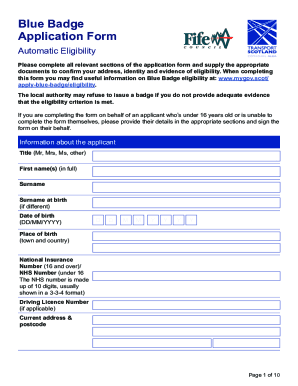 Fillable Online Blue Badge Application Form - dumgal.gov.uk Fax Email ...
