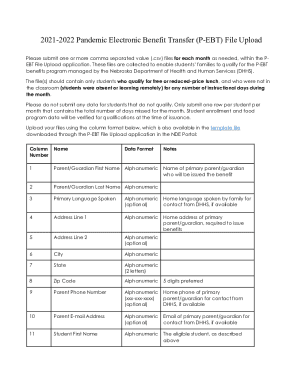 Fillable Online 2021-2022 Pandemic Electronic Benefit Transfer (P-EBT ...