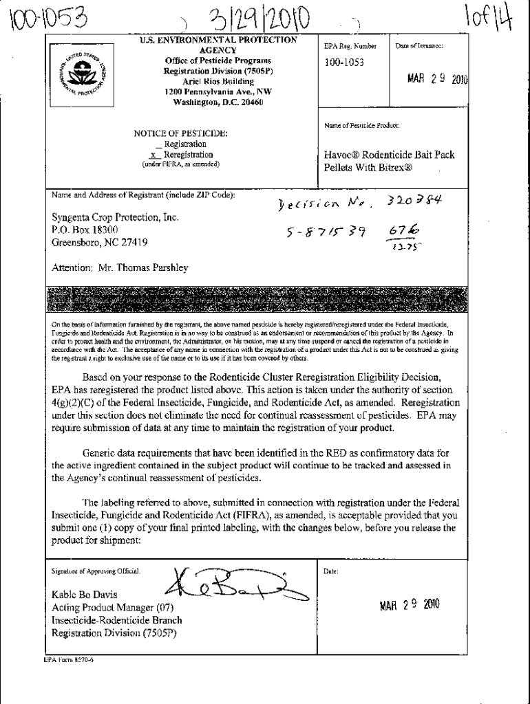 Fillable Online U.S. EPA, Pesticides, Label, HAVOC RODENTICIDE BAIT ...