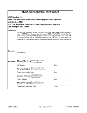 Fillable Online ncsx.pppl.govJob5501WBS55PCSNCSX Work Approval Form ...