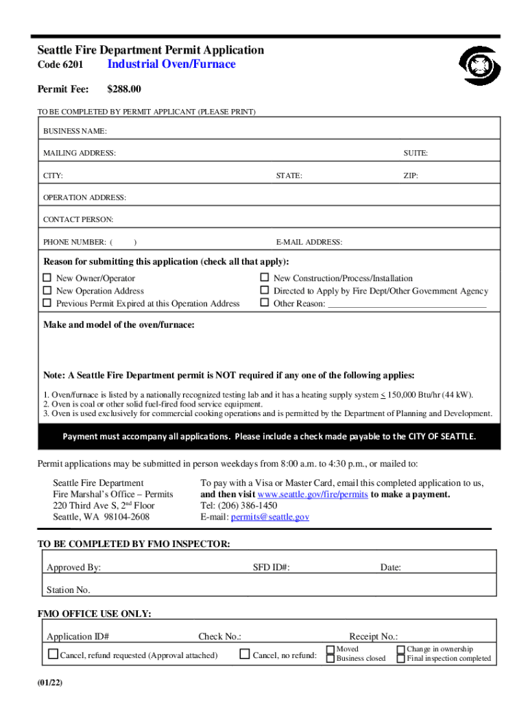 Fillable Online Seattle Fire Department Permit Application Industrial ...