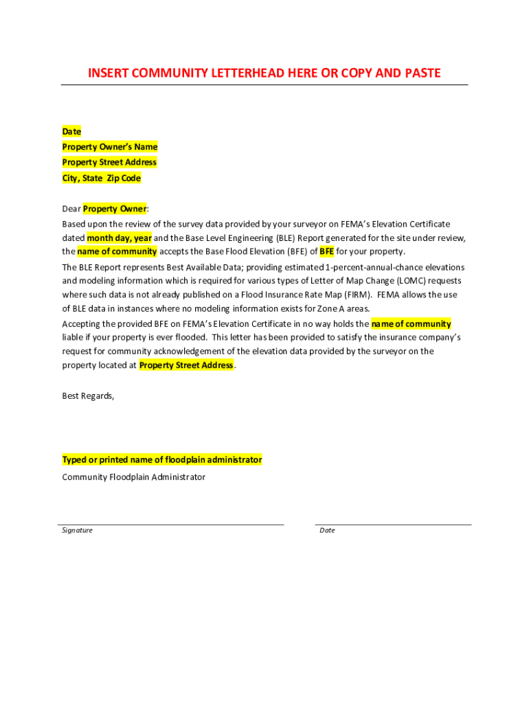 Fillable Online INSERT COMMUNITY LETTERHEAD HERE OR COPY AND PASTE Fax ...