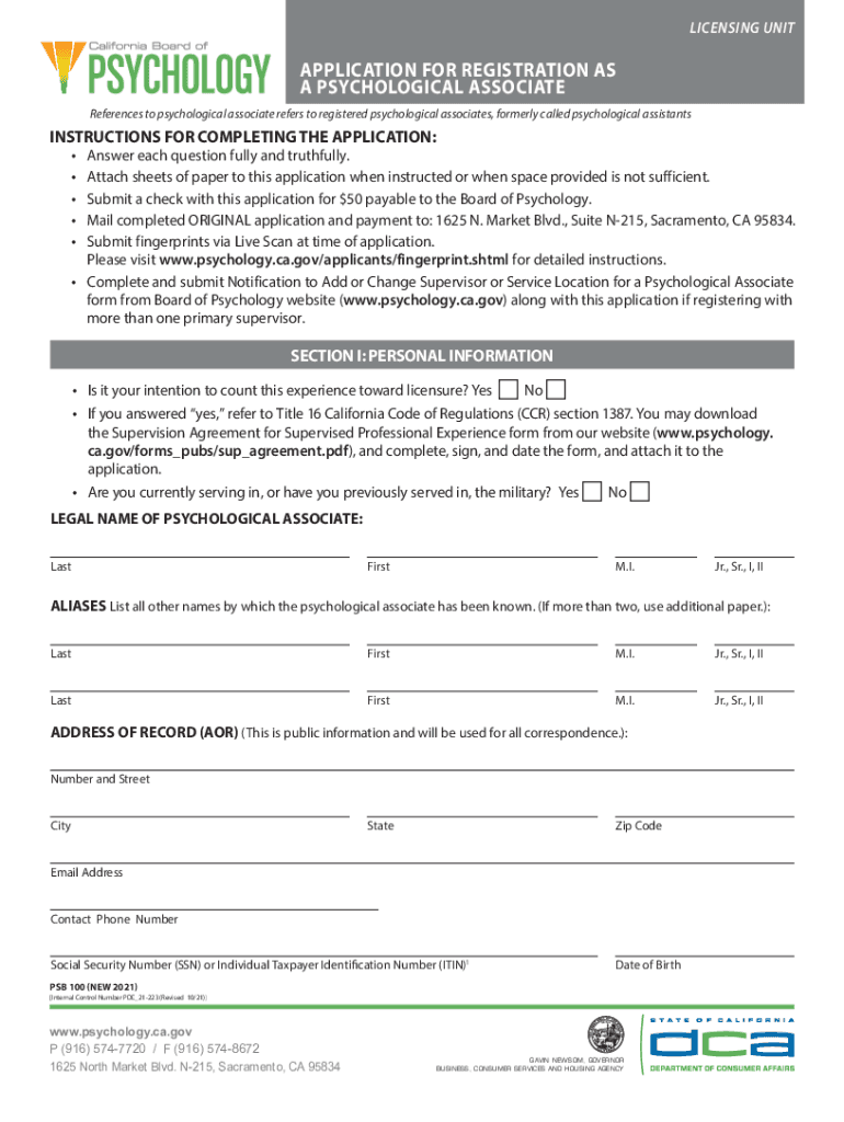 Fillable Online Forms PSB 100 and 101. Forms PSB 100 and 101 Fax Email ...
