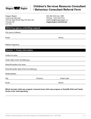 Fillable Online Childrens Services Resource Consultant / Behaviour ...