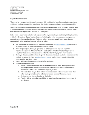 Fillable Online Dispute Resolution Form Fax Email Print - pdfFiller