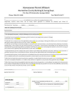 Fillable Online Homeowner Permit Affidavit Fax Email Print - pdfFiller