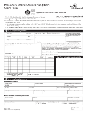 Fillable Online Fillable Pensioners Dental Services Plan (PDSP) Claim ...