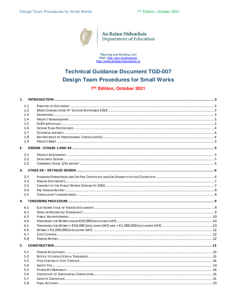 Fillable Online Technical Guidance Document TGD-007 Design Team Procedures for Small Works Fax ...