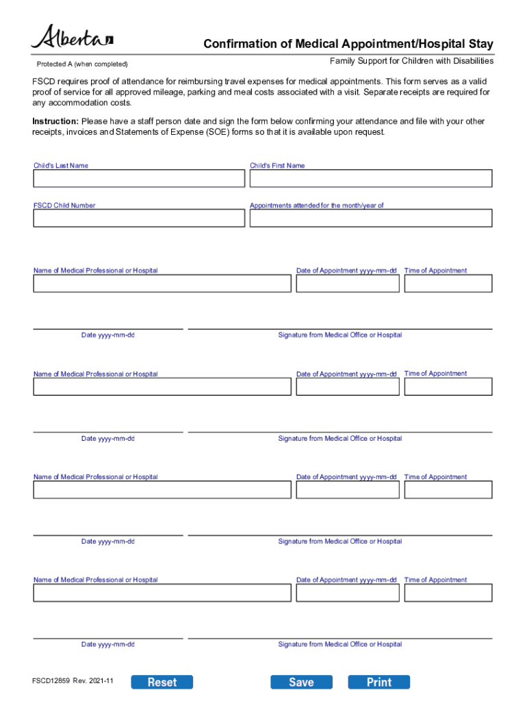 Fillable Online Confirmation of Medical Appointment/Hospital Stay. This ...