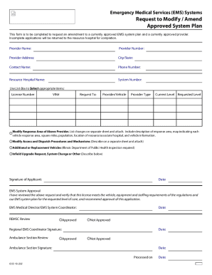 Fillable Online EMS Sytem Plan Modification Fax Email Print - pdfFiller