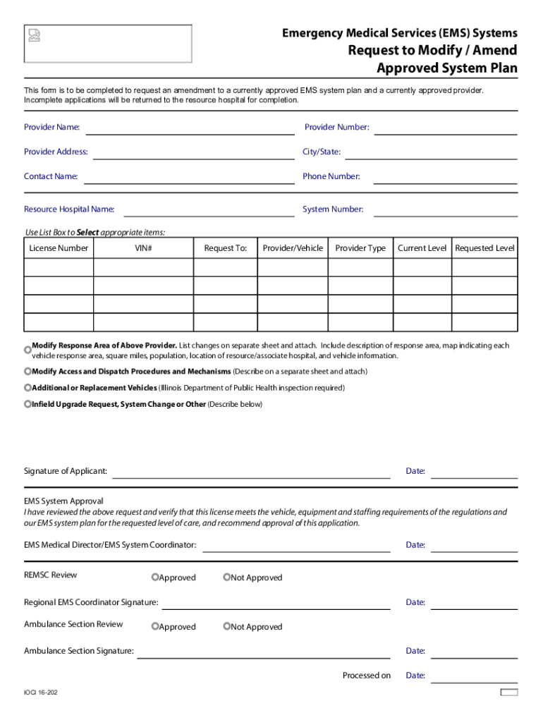 Fillable Online EMS Sytem Plan Modification Fax Email Print - pdfFiller