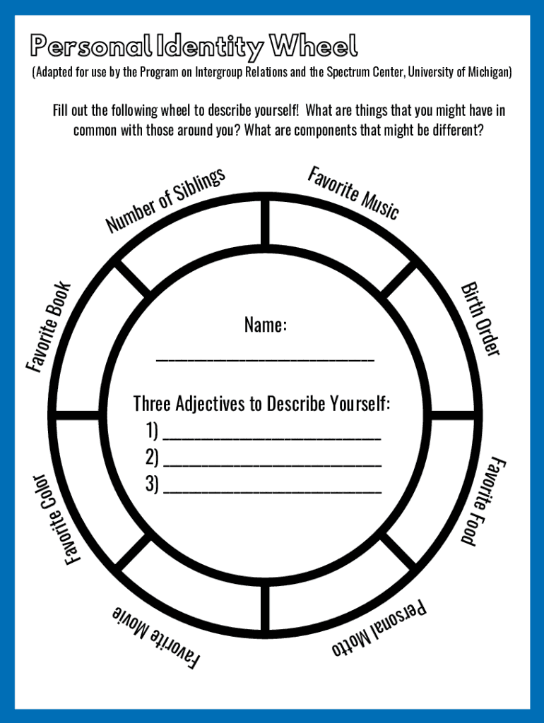 Personal Identity Wheel And Social Identity Wheel - Fill Online ...