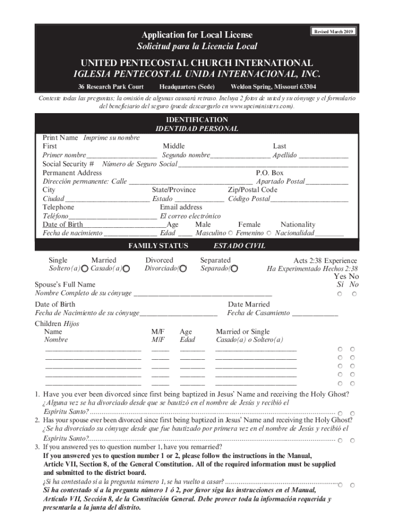 Fillable Online www.uslegalforms.comform-library512290Application For Local License Solicitud ...