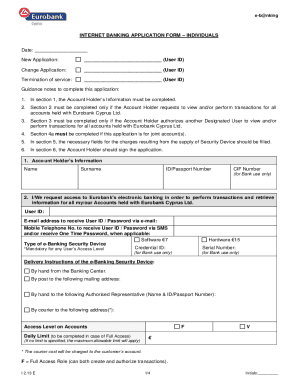 Fillable Online www.eurobank.com.cy Eurobank mediaINTERNET BANKING APPLICATION FORM INDIVIDUALS ...