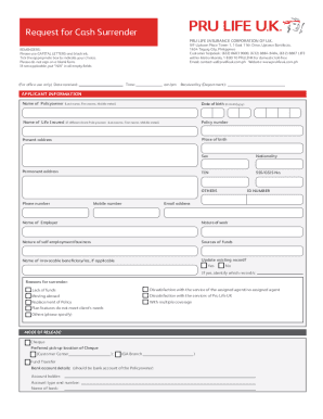 Fillable Online PRU LIFE INSURANCE CORPORATION OF U.K. Company ...