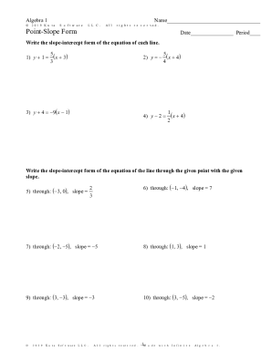 Fillable Online Infinite Algebra 1 - Point-Slope Form Fax Email Print ...