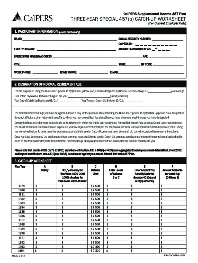 Fillable Online www.calpers-sip.comPDFFormsPR450001MAINTNEMPLOYER NAME ...