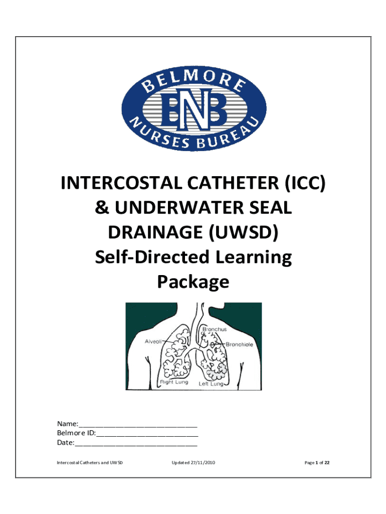 Fillable Online Intercostal Catheter ICC and Under Water Seal Drainage ...