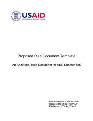 Fillable Online Proposed Rule Document Template - An Additional Help ...
