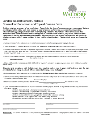 Fillable Online Guidelines for Applying Sunscreen in a Child Care ...