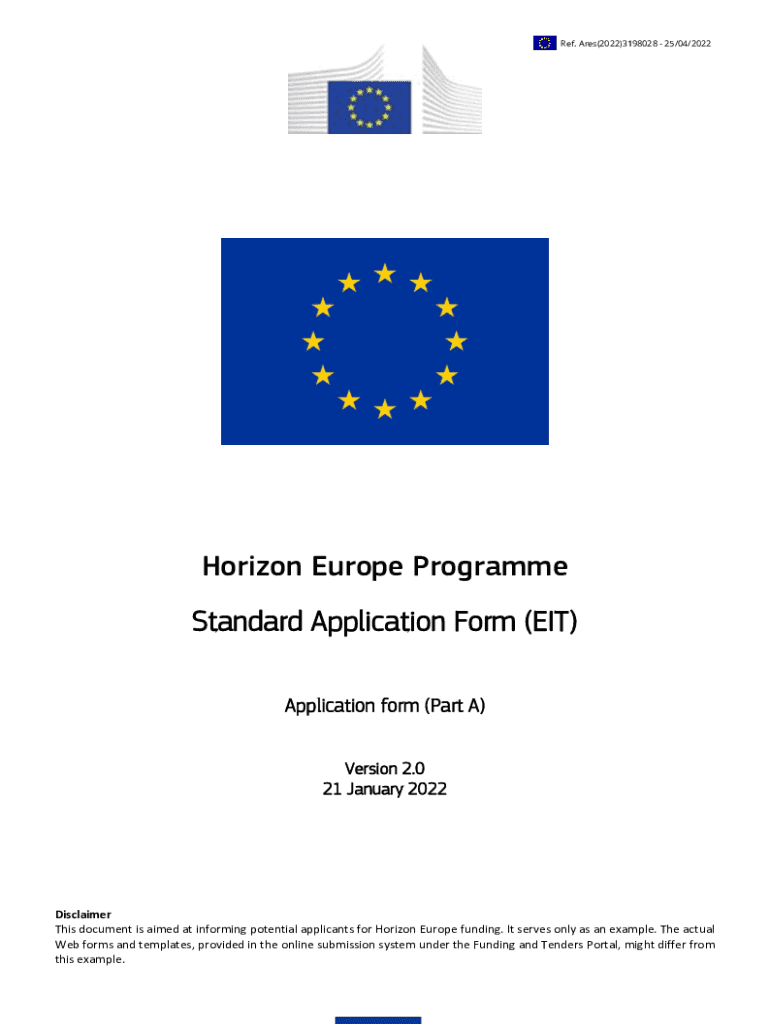 Fillable Online eit.europa.eusitesdefaultHorizon Europe Programme ...