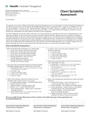Fillable Online Client Suitability Assessment. Client Suitability ...